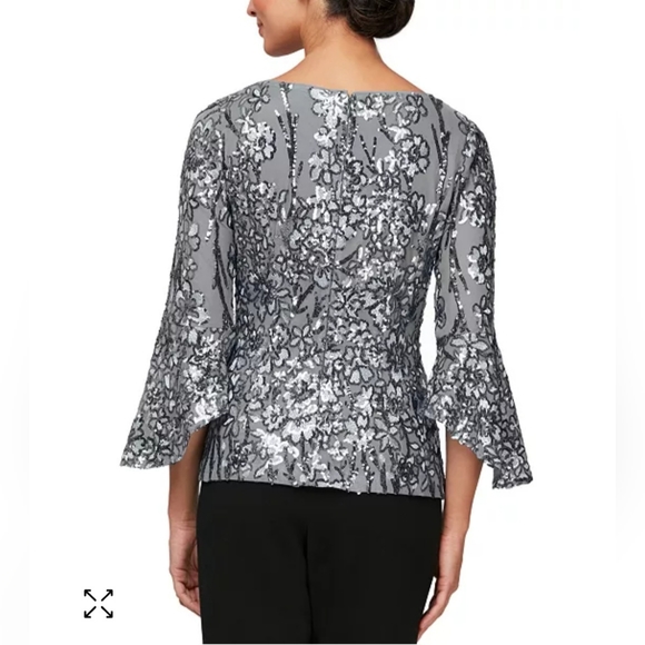 Alex Evenings | Tops | Alex Evenings Petite Embellished Bellsleeve Top ...